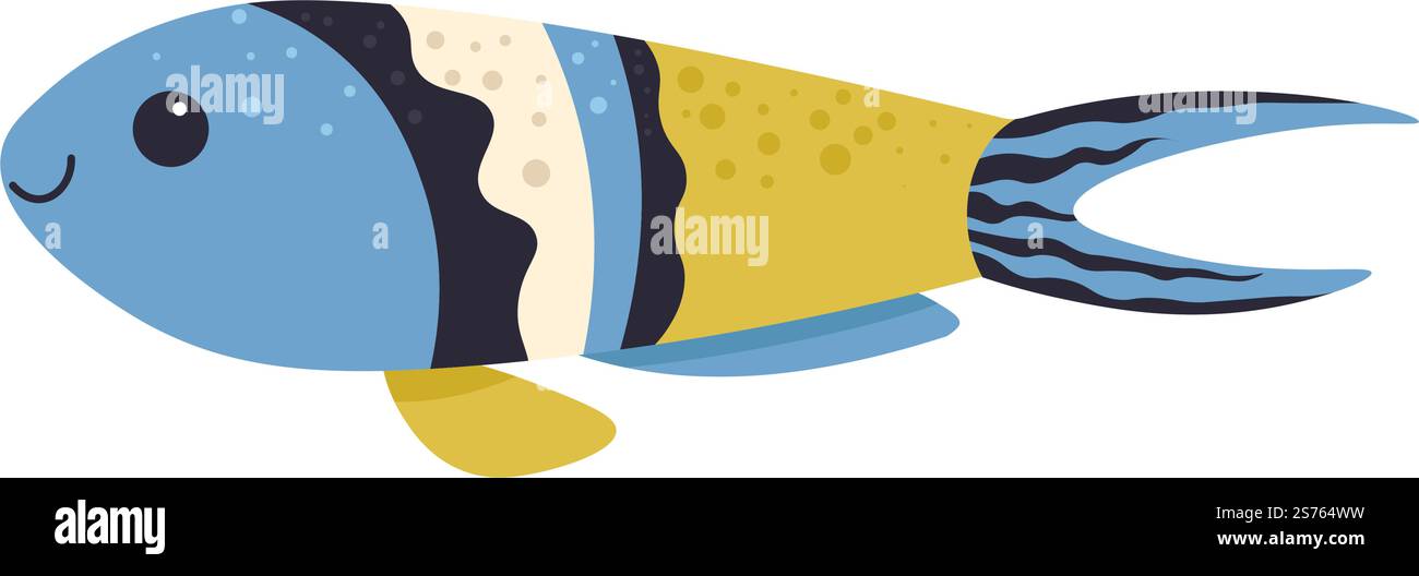 Floating fish with colorful body and fins. Isolated icon of a ...