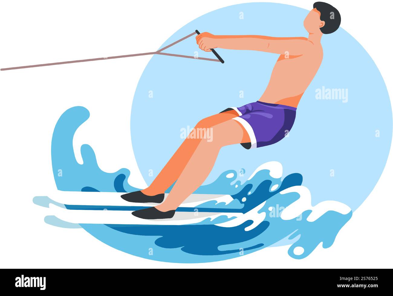 water skiing or wakeskating.Person with special equipment wearing ...