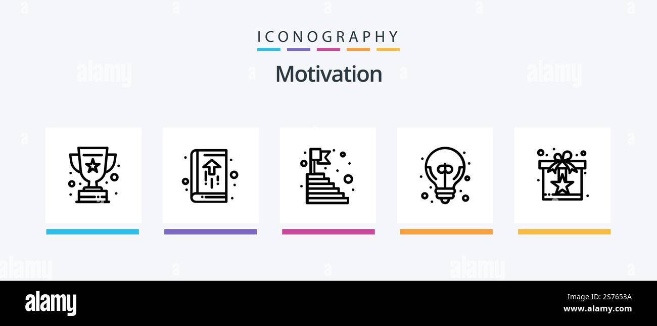 Motivation Line 5 Icon Pack Including badge. social. checklist. reward ...
