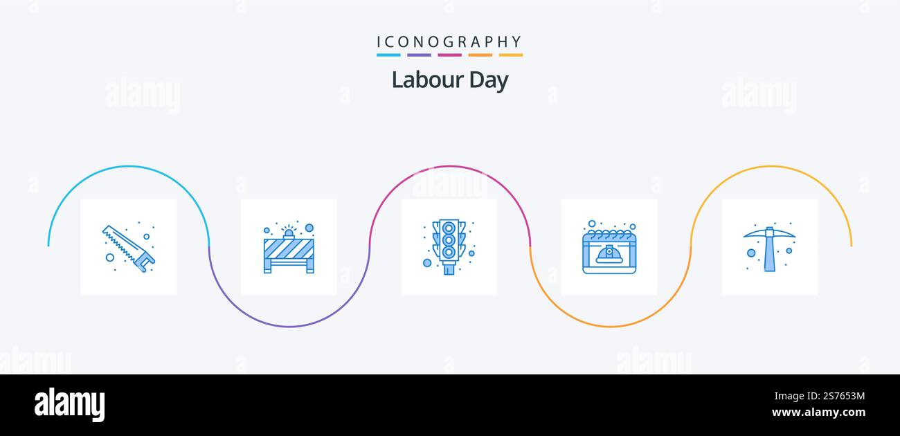 Labour Day Blue 5 Icon Pack Including hard work. may. light. labor ...