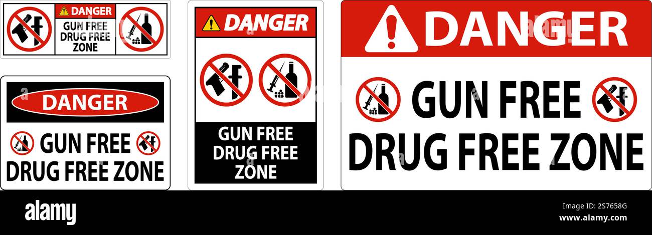 Danger Sign Gun Free Drug Free Zone Stock Vector Image & Art - Alamy