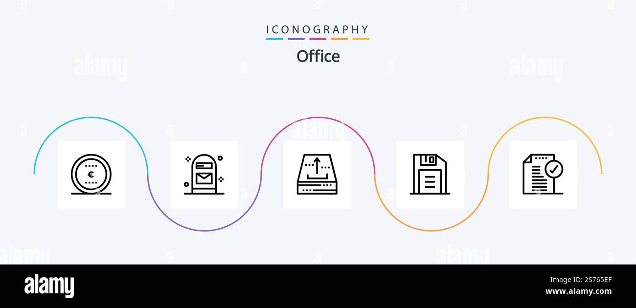 Office Line 5 Icon Pack Including approved. retro. archive. office. up ...