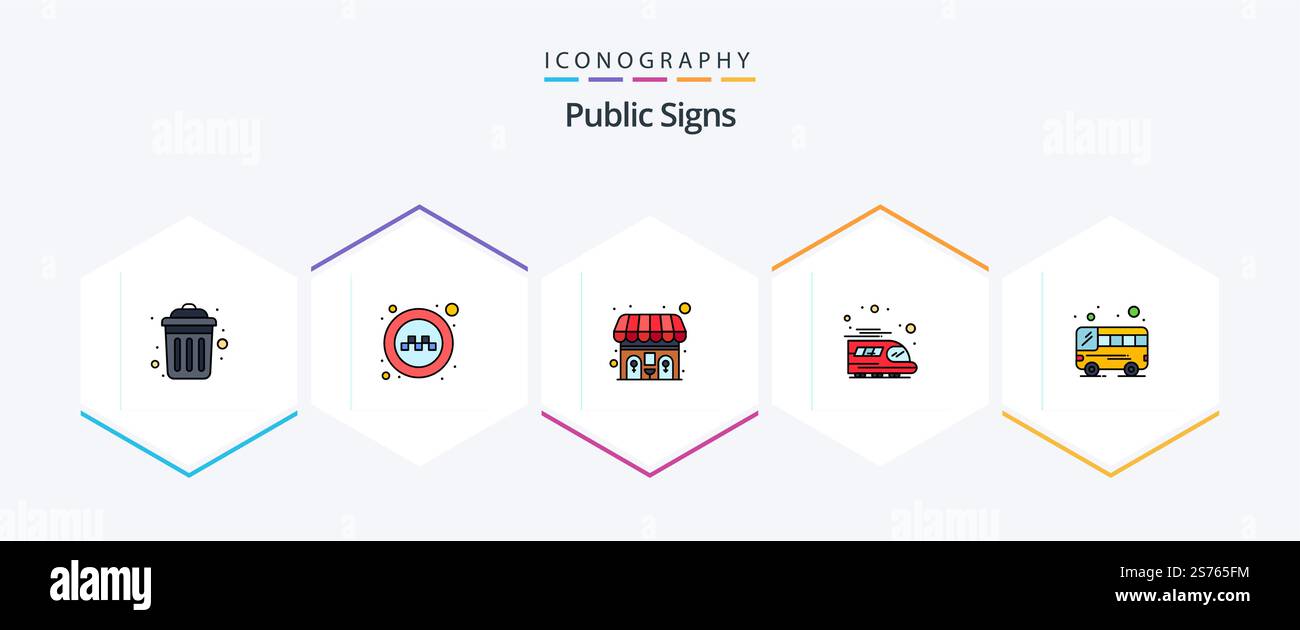 Public Signs 25 FilledLine icon pack including . public. public. bus ...