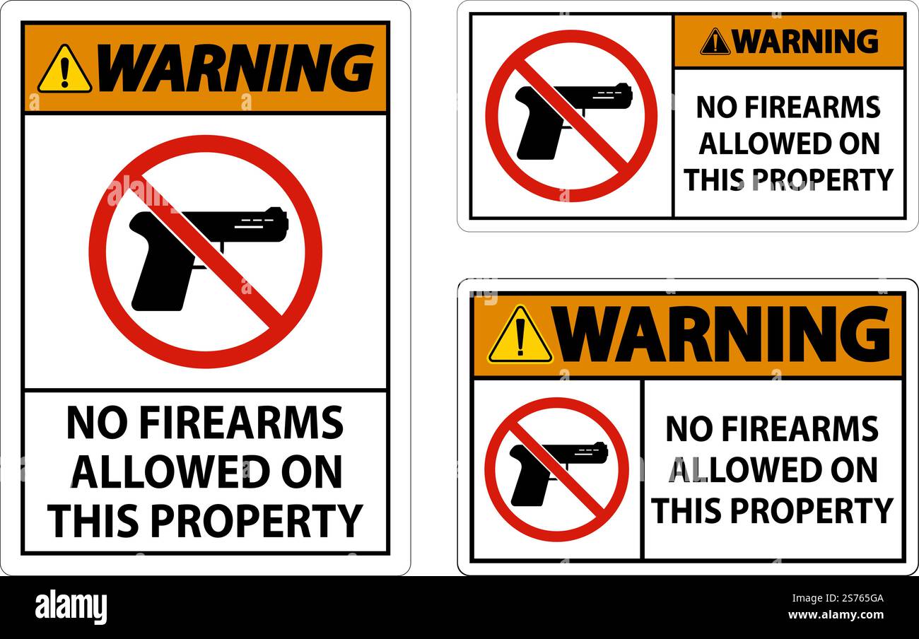 Warning Sign No Firearms Allowed On This Property Stock Vector Image ...
