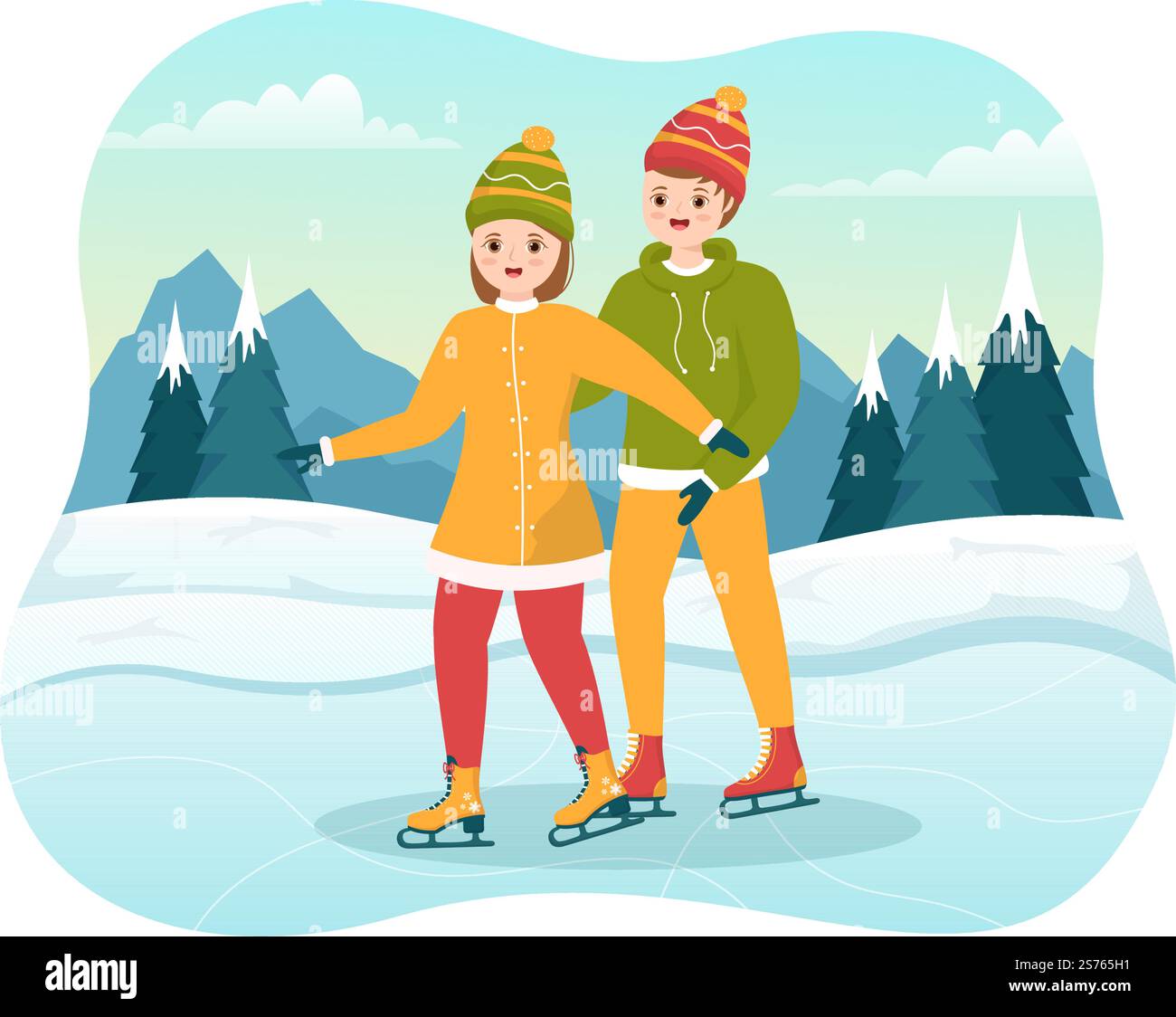 Children skating on outdoor ice Cut Out Stock Images & Pictures - Alamy