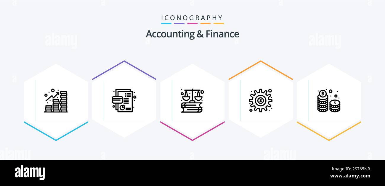 Accounting And Finance 25 Line icon pack including options. generate ...