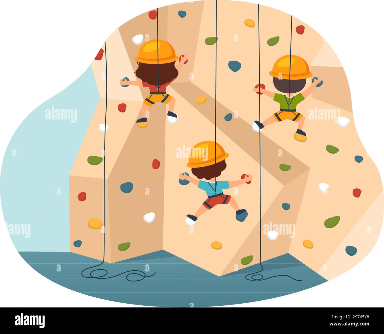 Cliff Climbing Illustration with Kids Climber Climb Rock Wall or ...
