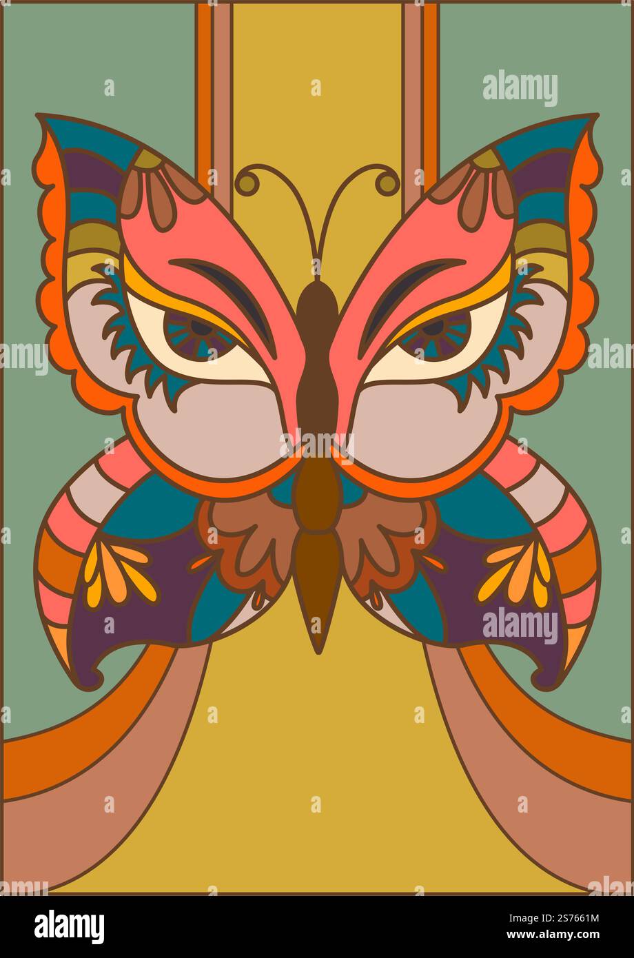 Butterfly with wings print reminding human face. Optical and visual ...