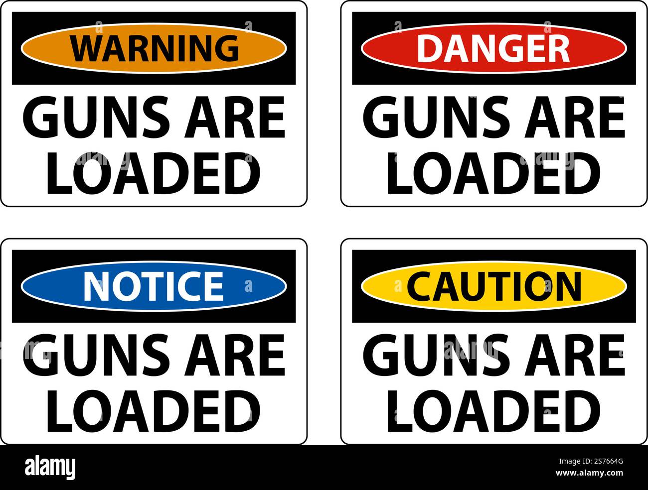 Danger Gun Owner Sign, Guns Are Loaded Stock Vector Image & Art - Alamy