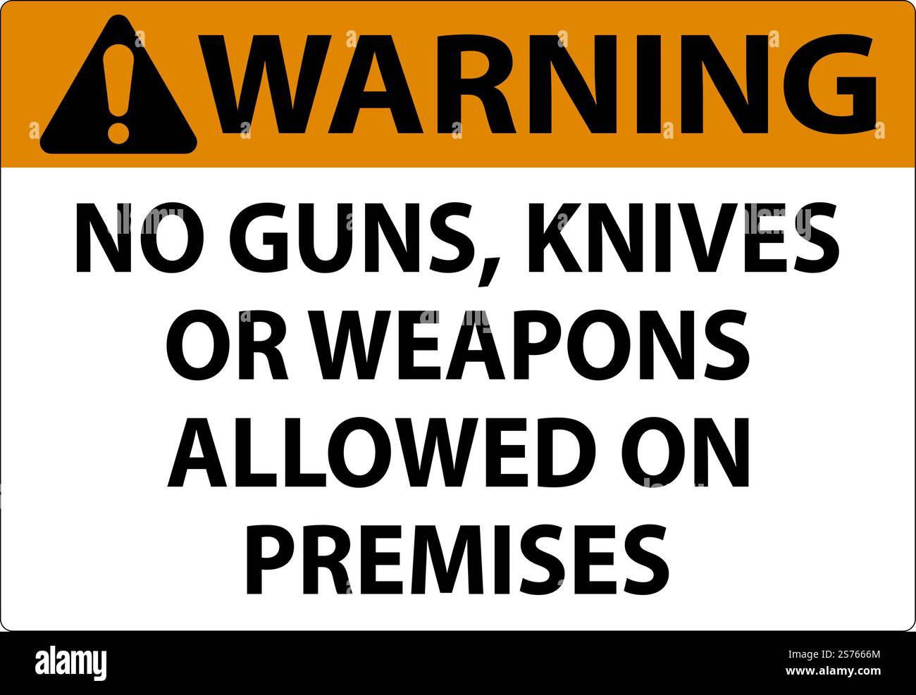Warning Gun Rules Sign No Guns, Knives Or Weapons Allowed On Premises ...