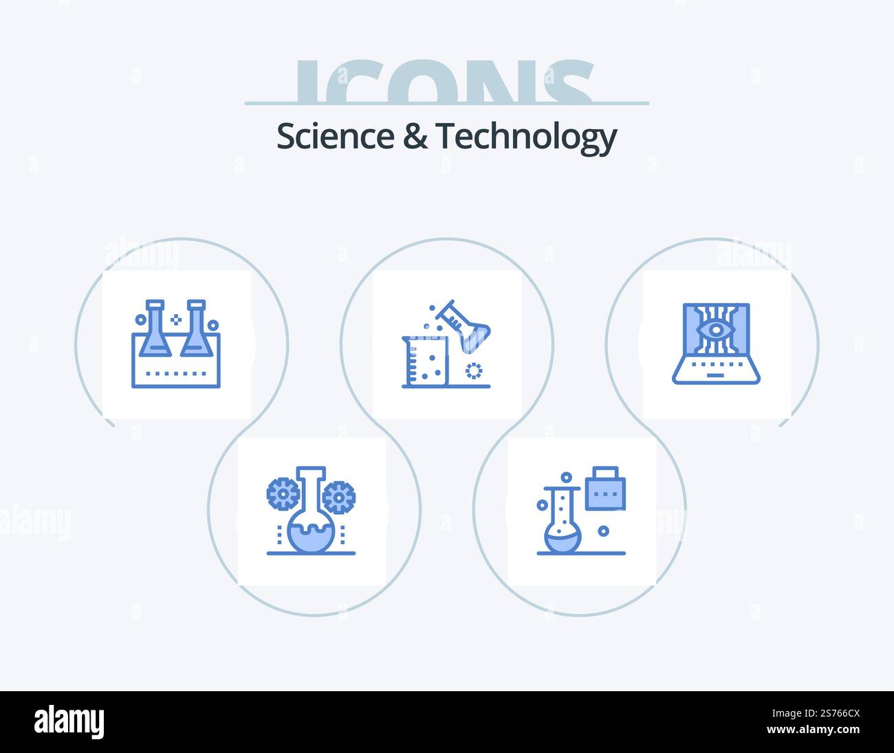 Science And Technology Blue Icon Pack 5 Icon Design. science lab ...