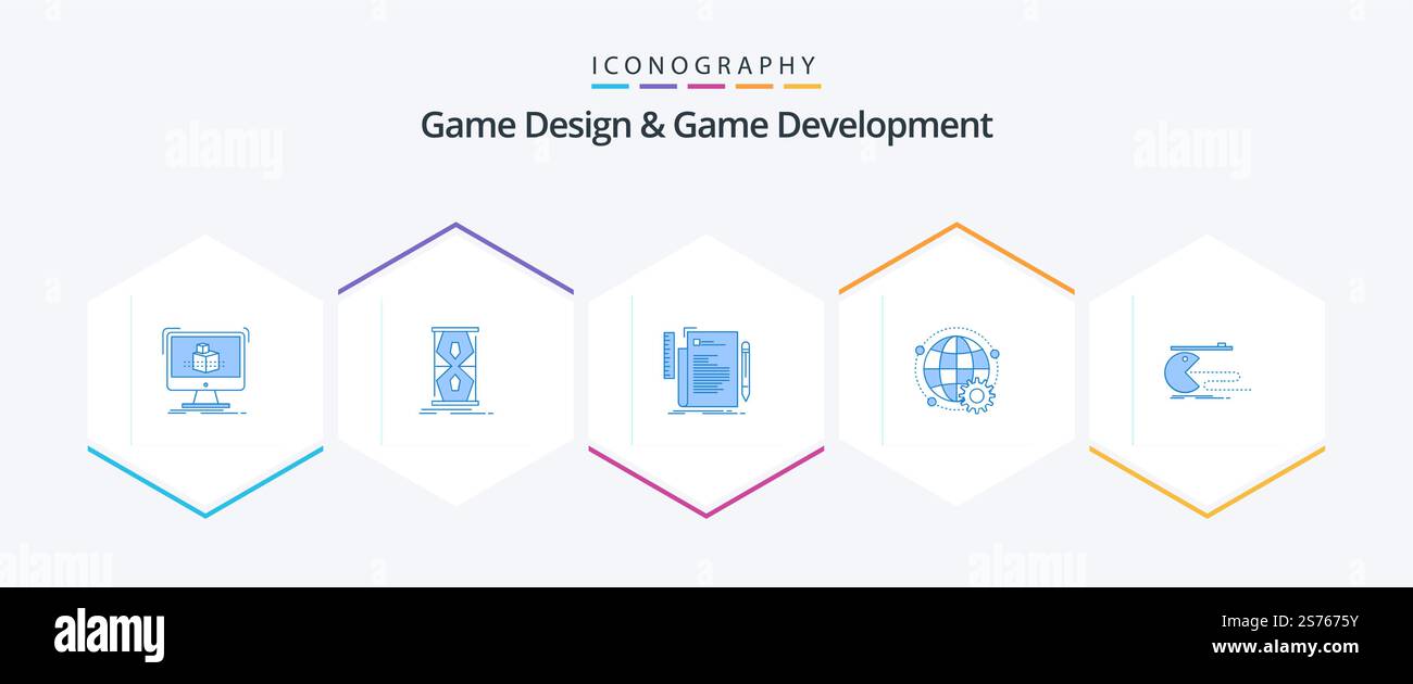 Game Design And Game Development 25 Blue icon pack including world. connected. sand clock ...