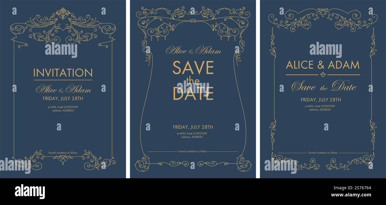 Wedding ceremony invitation to holiday and celebration. Cards with ...