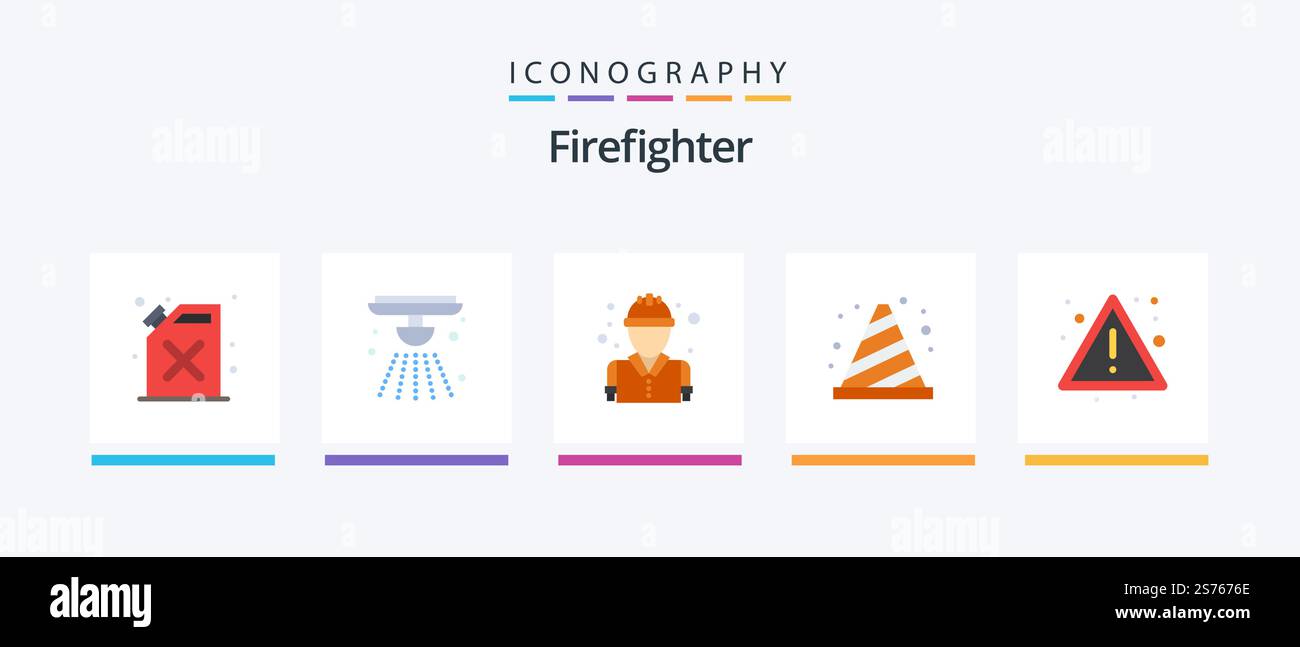 Firefighter Flat 5 Icon Pack Including fire. sign. fire. road. block ...