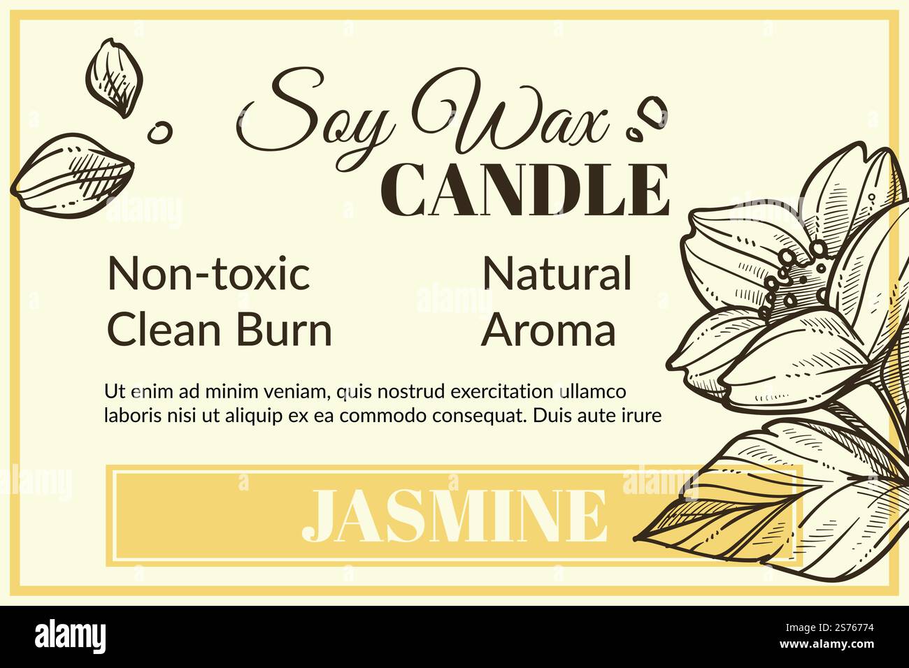 Jasmine non toxic and clean burn natural aroma. Soy wax candle with natural ingredients and ...