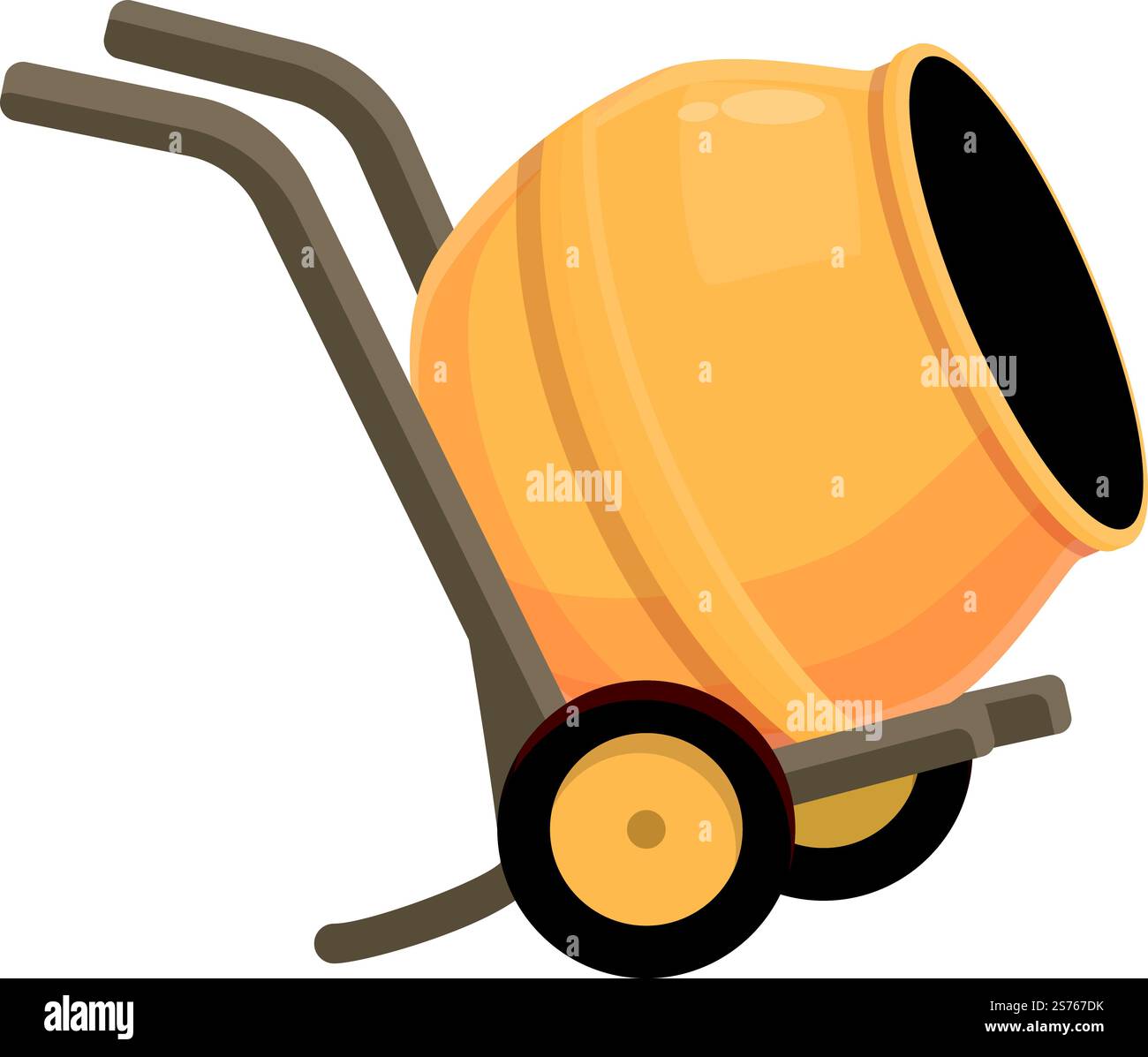 Handle cement mixer icon cartoon vector. Concrete machine. Site metal ...