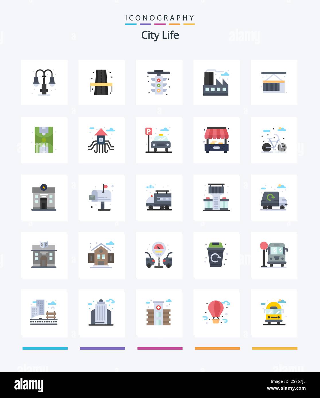 Creative City Life 25 Flat icon pack Such As delivery. box. city ...