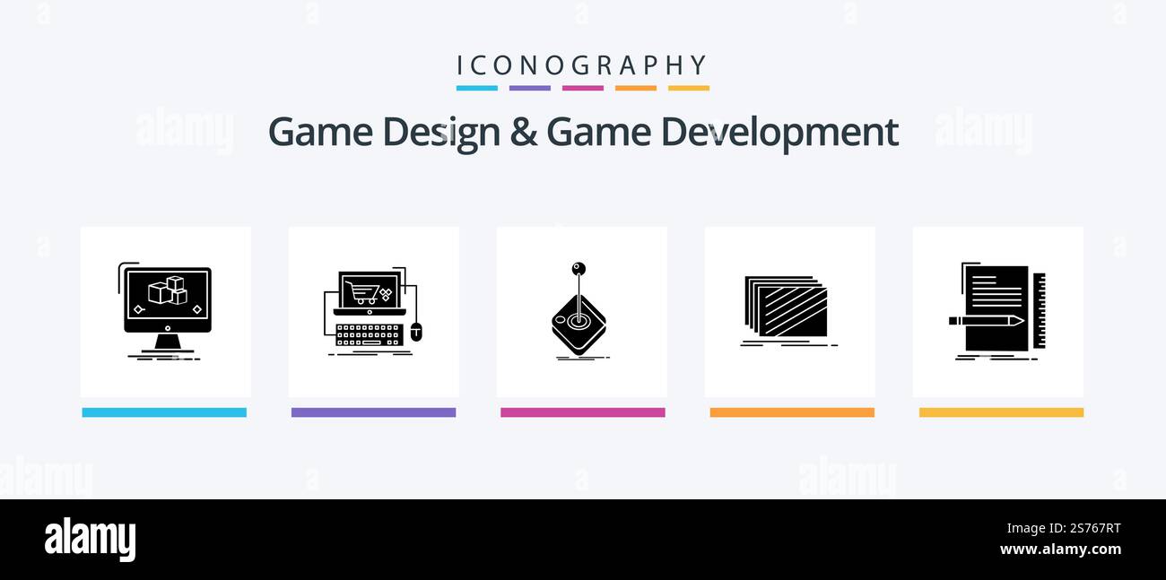 Game Design And Game Development Glyph 5 Icon Pack Including layout ...