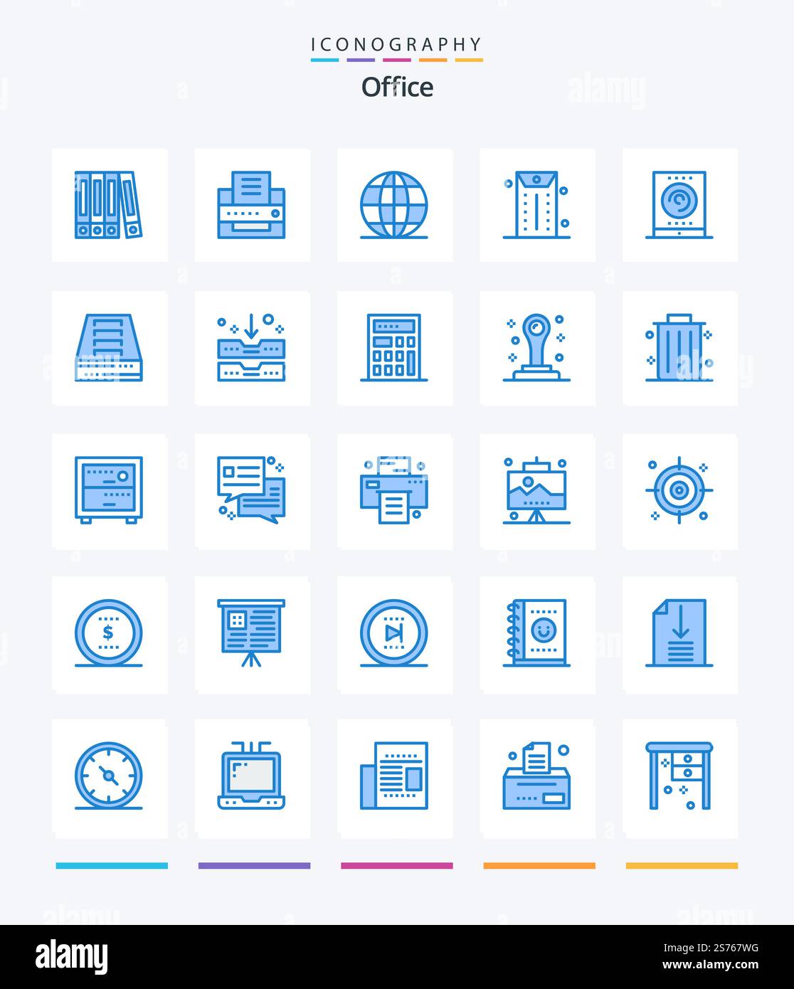 Creative Office 25 Blue icon pack Such As archive drawer. tablet ...