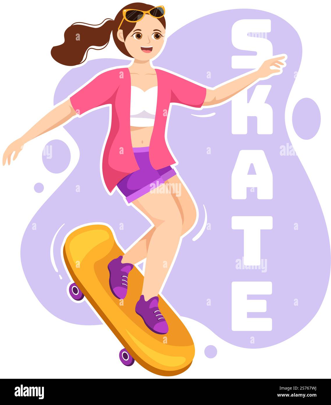 Skateboard Illustration with Skateboarders Jump using Board on ...
