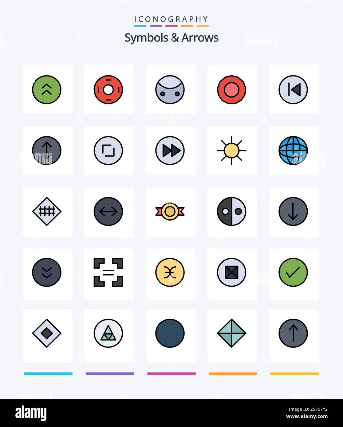 Creative Symbols & Arrows 25 Line FIlled icon pack Such As arrows left ...