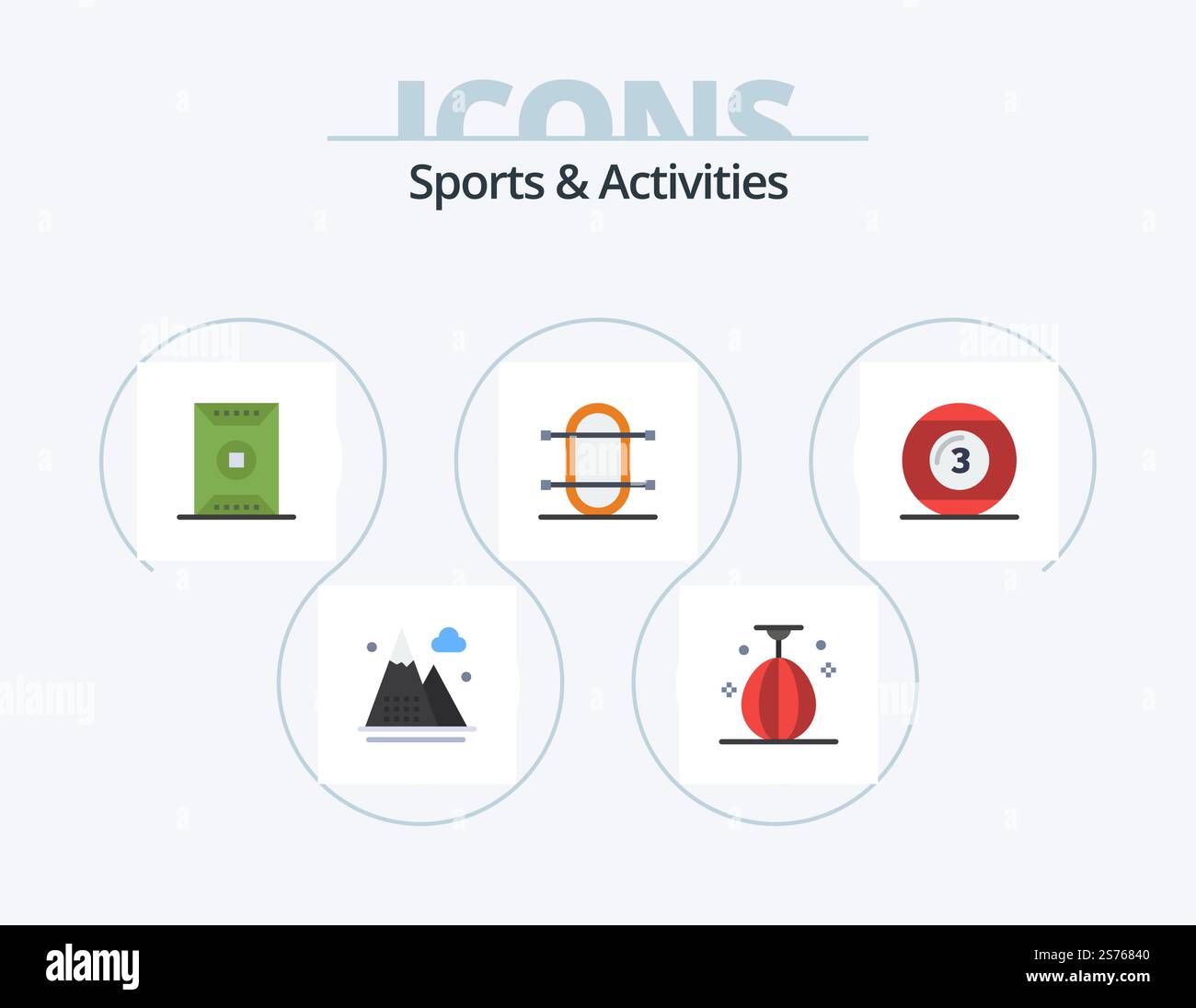 Sports and Activities Flat Icon Pack 5 Icon Design. physic. crew. speed ...