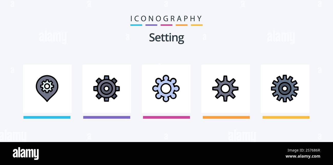 Setting Line Filled 5 Icon Pack Including . wrench. gear. setting ...