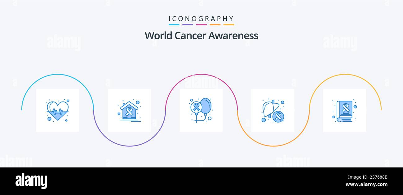 World Cancer Awareness Blue 5 Icon Pack Including liver. disease. house ...