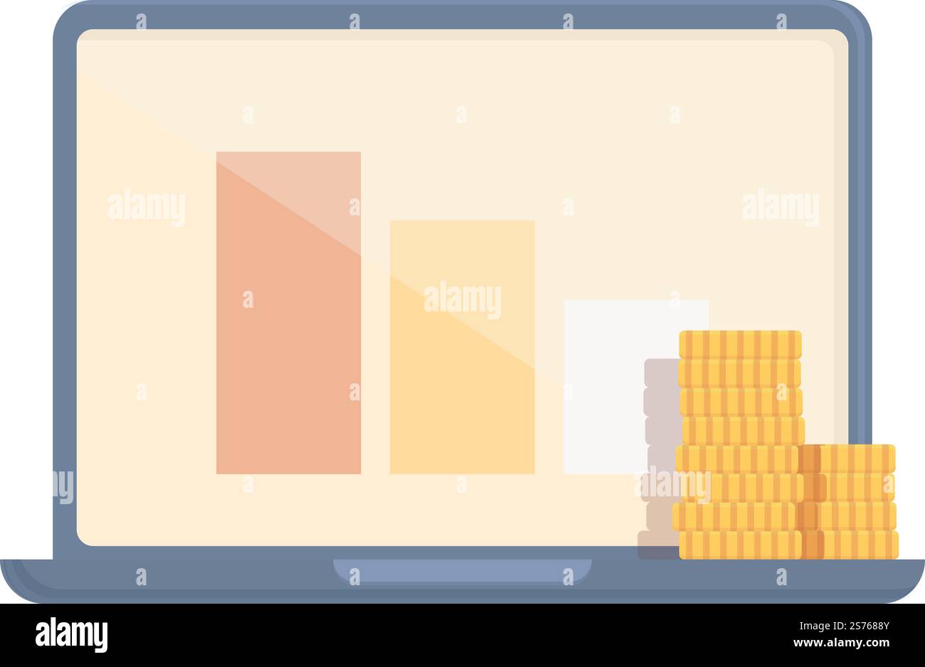 Laptop trade graph icon cartoon vector. Money education. Training job ...