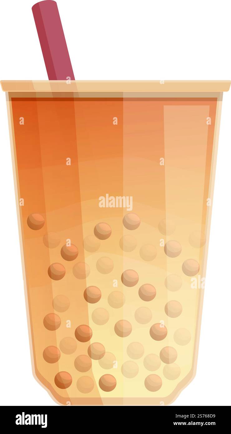 Boba bubble tea icon cartoon vector. Drink cup. Juice dessert. Boba ...