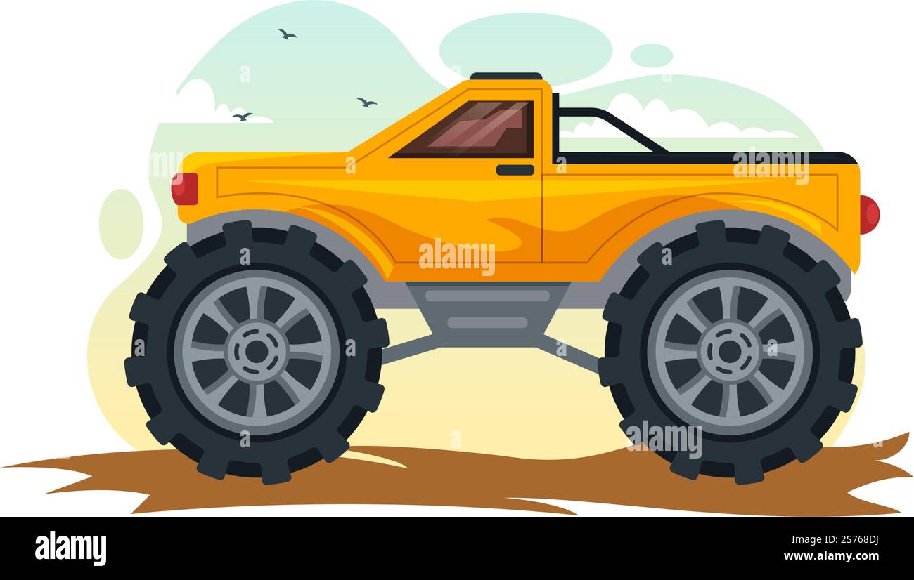 Off Road Illustration with a Jeep Car or SUV to Pass Through Rocky ...