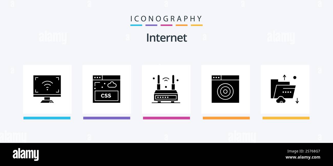 Internet Glyph 5 Icon Pack Including data. target. internet. internet ...