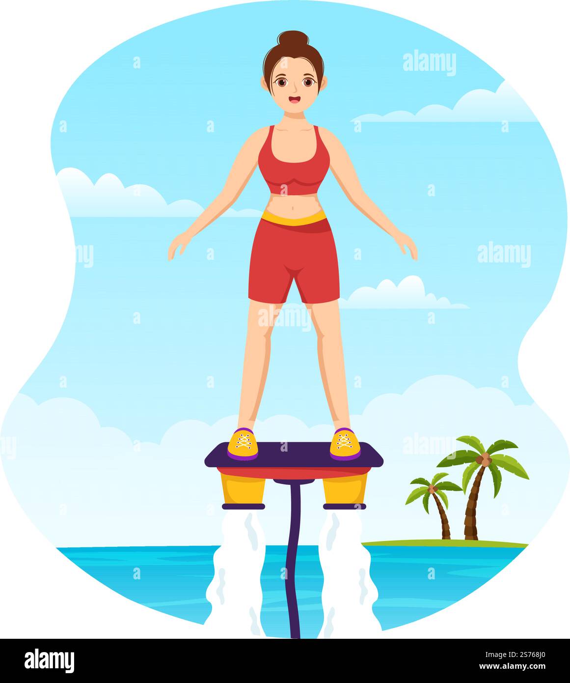 Flyboard Illustration with People Riding Jet Pack in Summer Beach ...