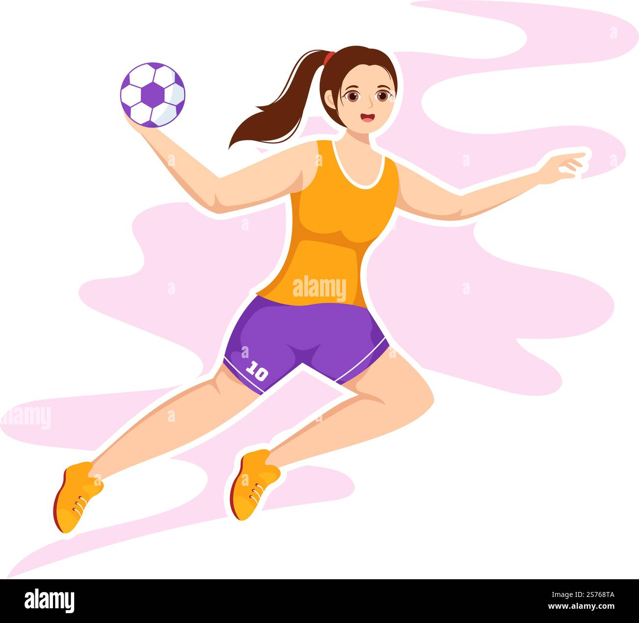 Handball Illustration of a Player Touching the Ball with His Hand and ...
