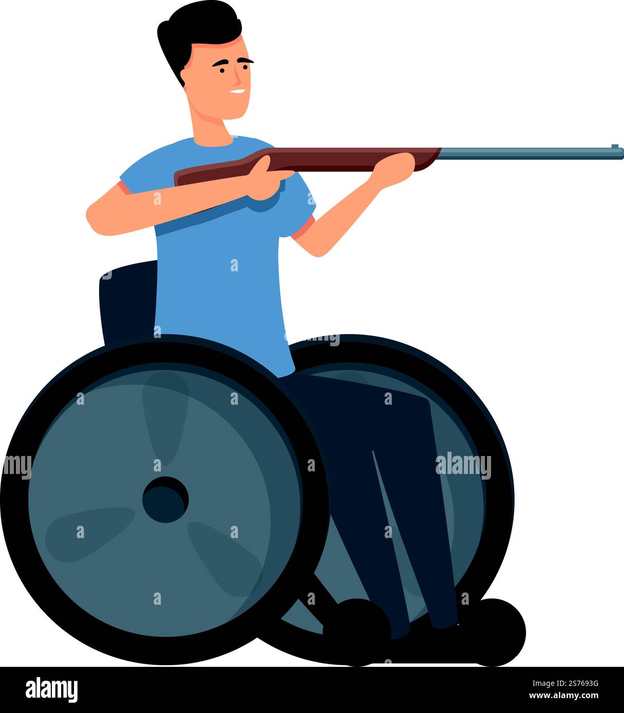 Disable wheelchair shooting icon cartoon vector. Sport exercise. Person ...
