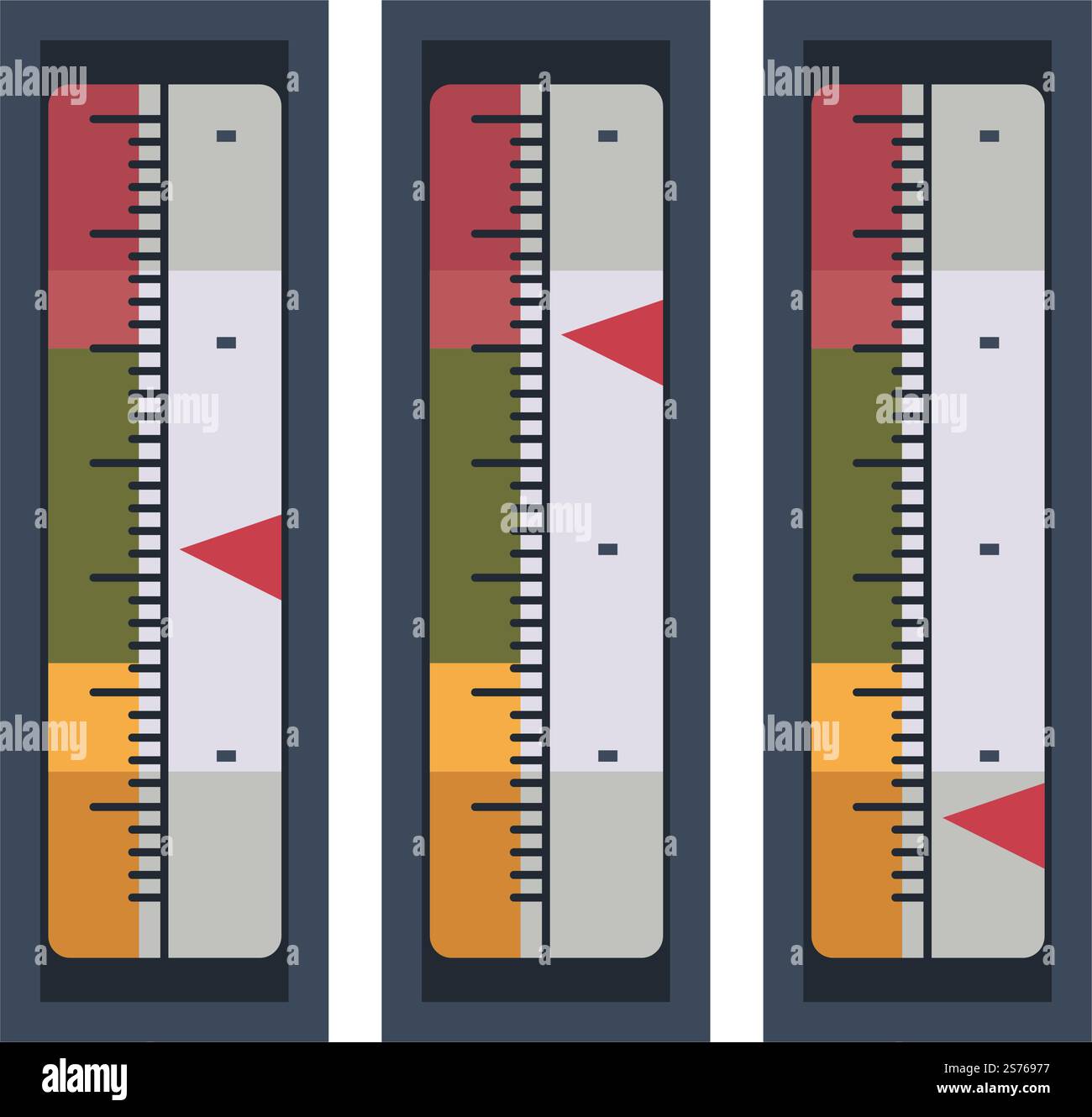 Measuring tape with lines and colored ruler, isolated panel. Component ...