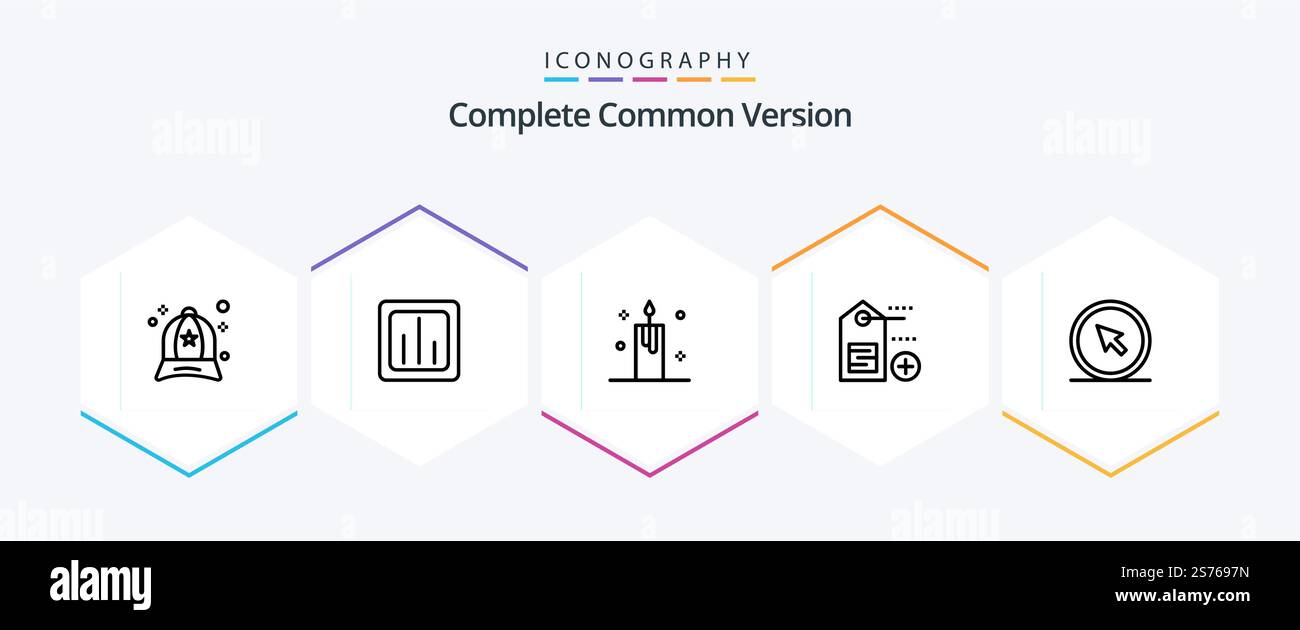 Complete Common Version 25 Line icon pack including click. label ...