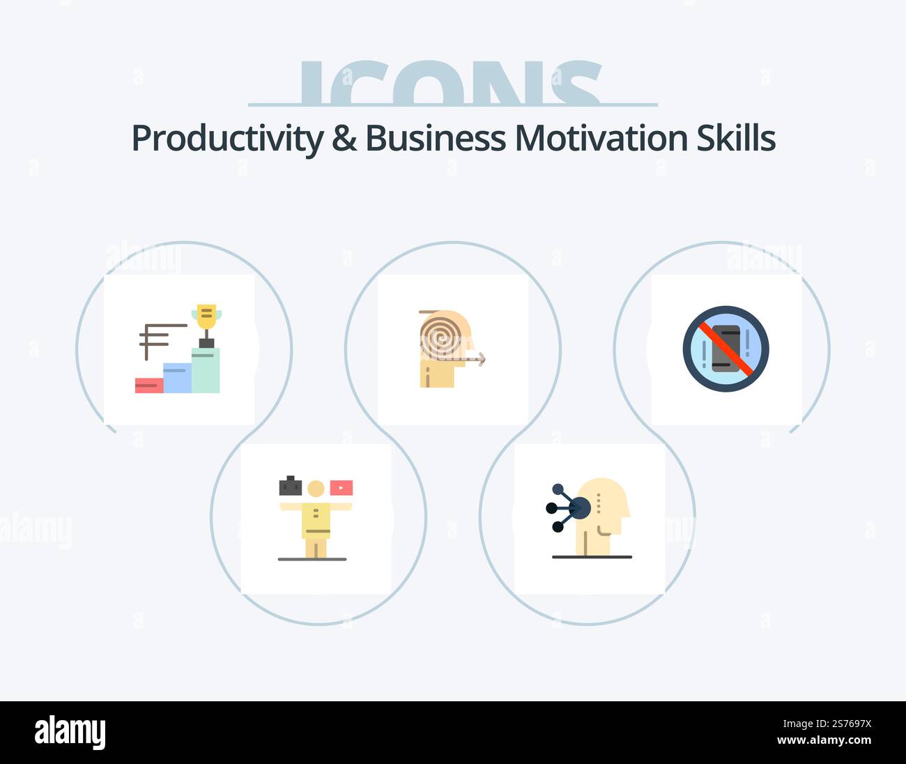 Productivity And Business Motivation Skills Flat Icon Pack 5 Icon ...