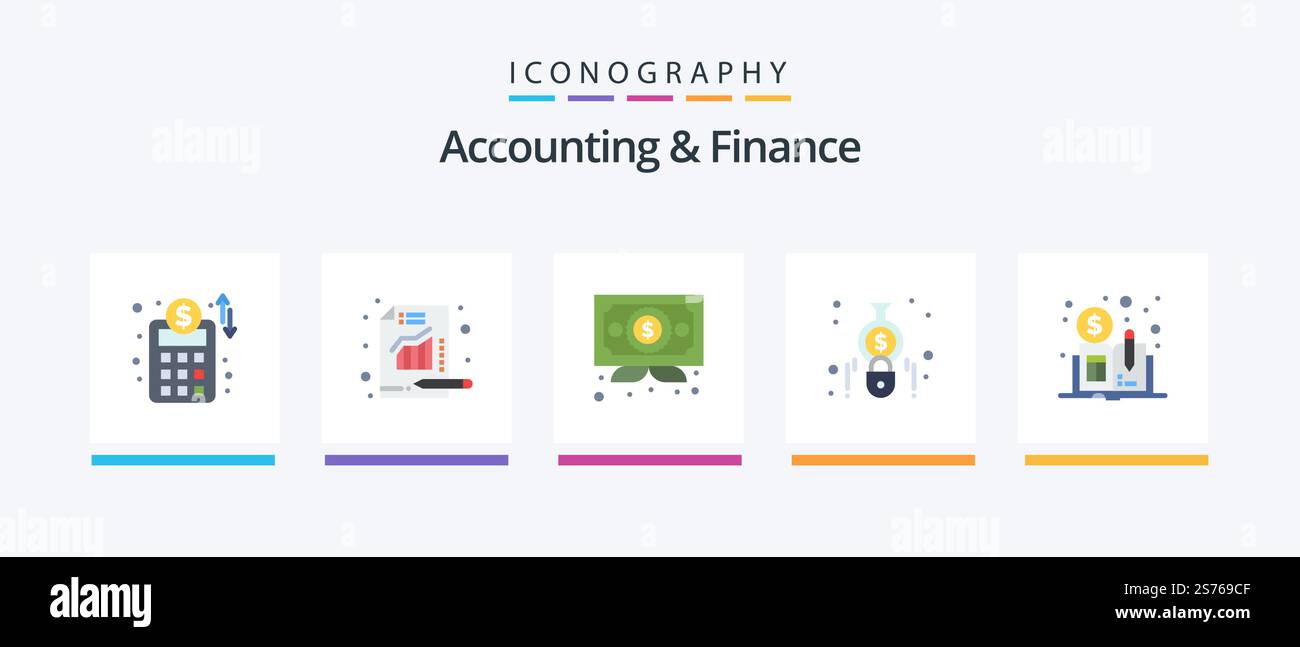 Accounting And Finance Flat 5 Icon Pack Including distributed ledger ...