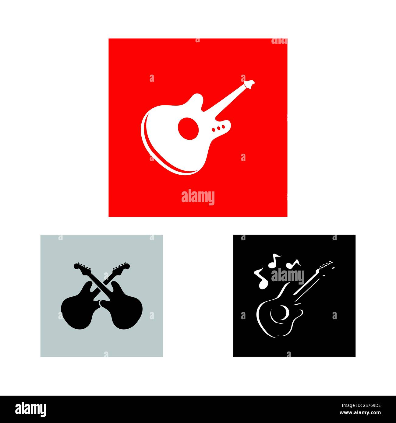 Guitar illustration logo design vector and symbol Stock Vector Image ...