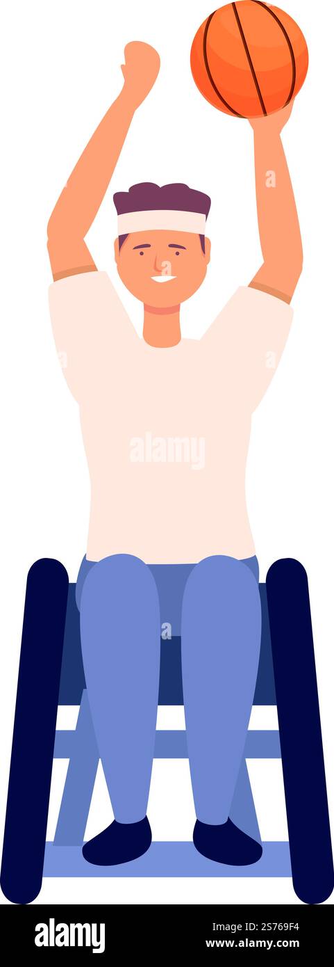 Disabled basketball sport icon cartoon vector. Wheelchair physical ...