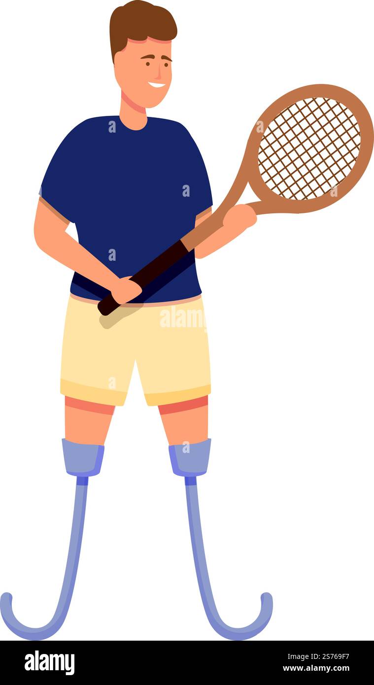 Disabled tennis sport icon cartoon vector. Life exercise. Person ...