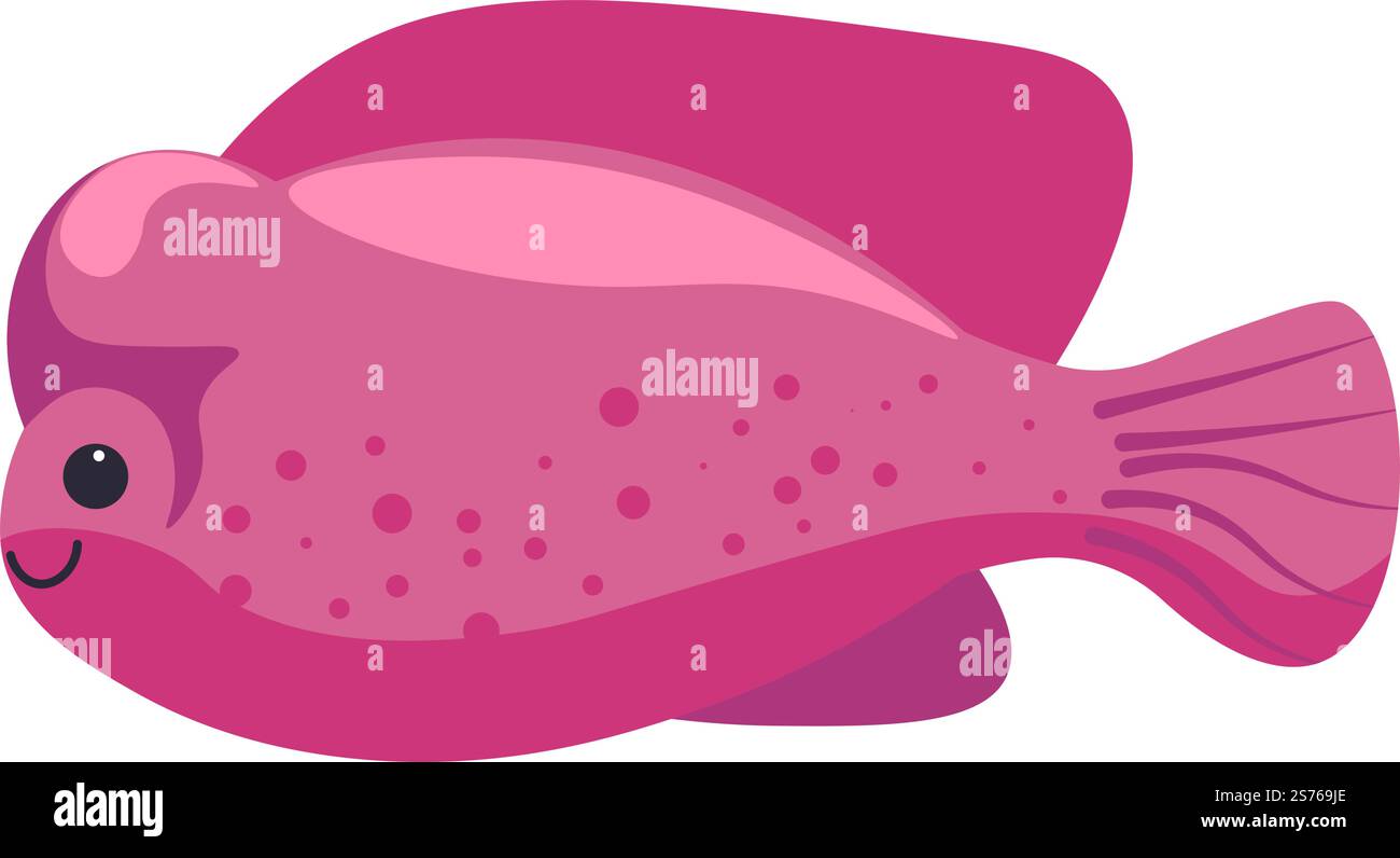Aquarium aquatic animal, isolated icon of pink fish with massive body ...