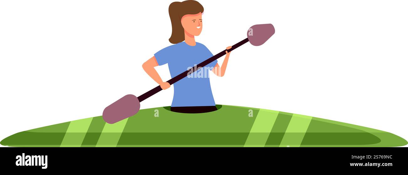 Disabled water sport icon cartoon vector. Training canoe. Person ...