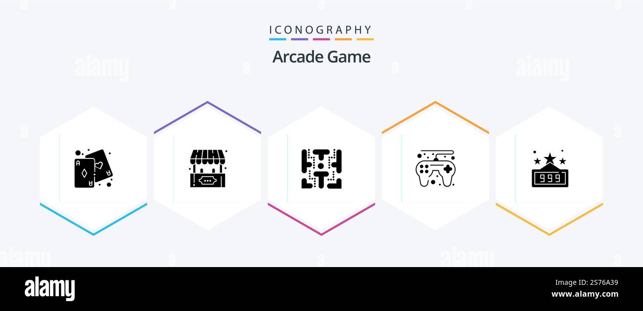 Arcade 25 Glyph icon pack including game. high score. maze. play. game ...