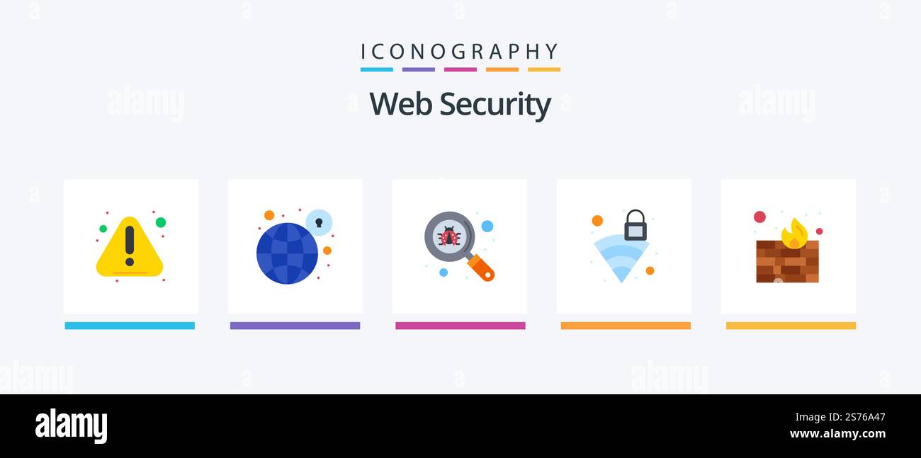 Web Security Flat 5 Icon Pack Including firewall. signal. security ...