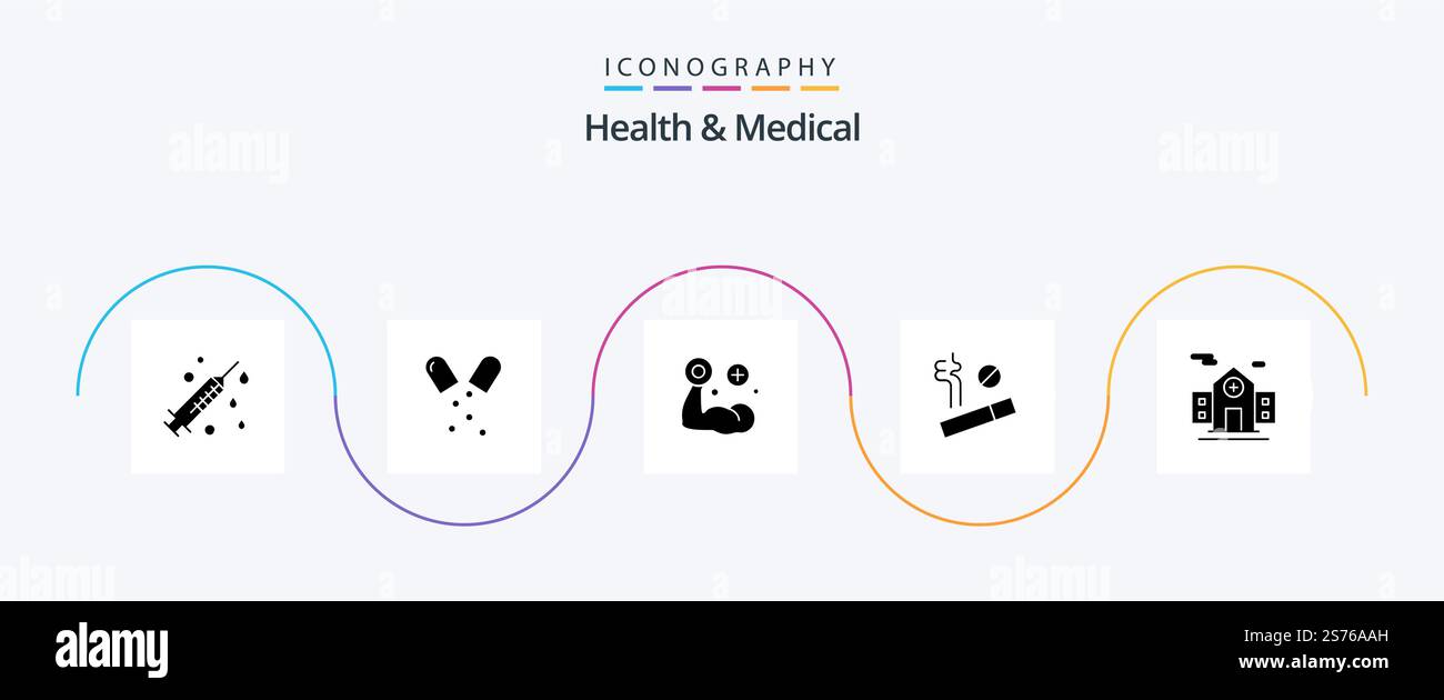 Health And Medical Glyph 5 Icon Pack Including . building. hand ...