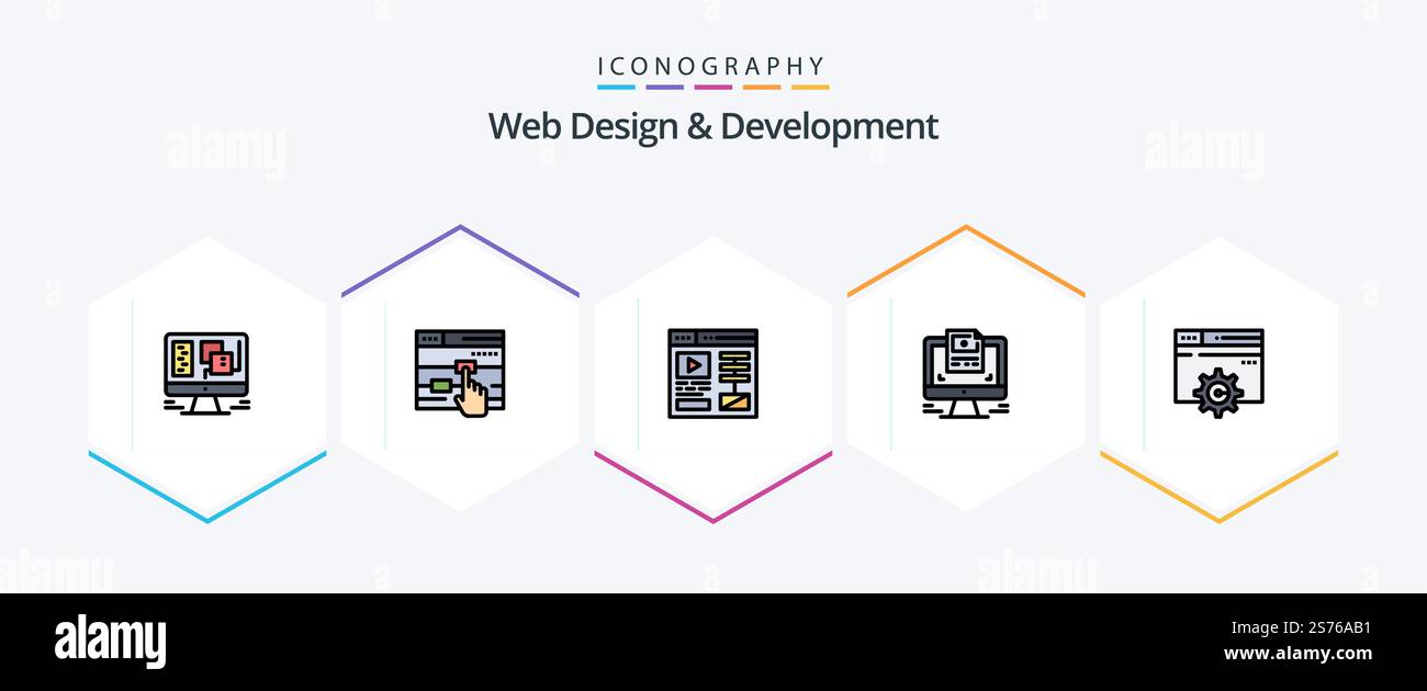 Web Design And Development 25 FilledLine icon pack including gear. web ...