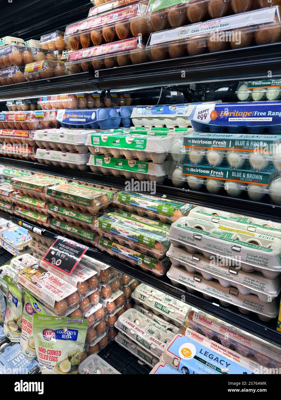 Grocery store egg section Stock Photo - Alamy