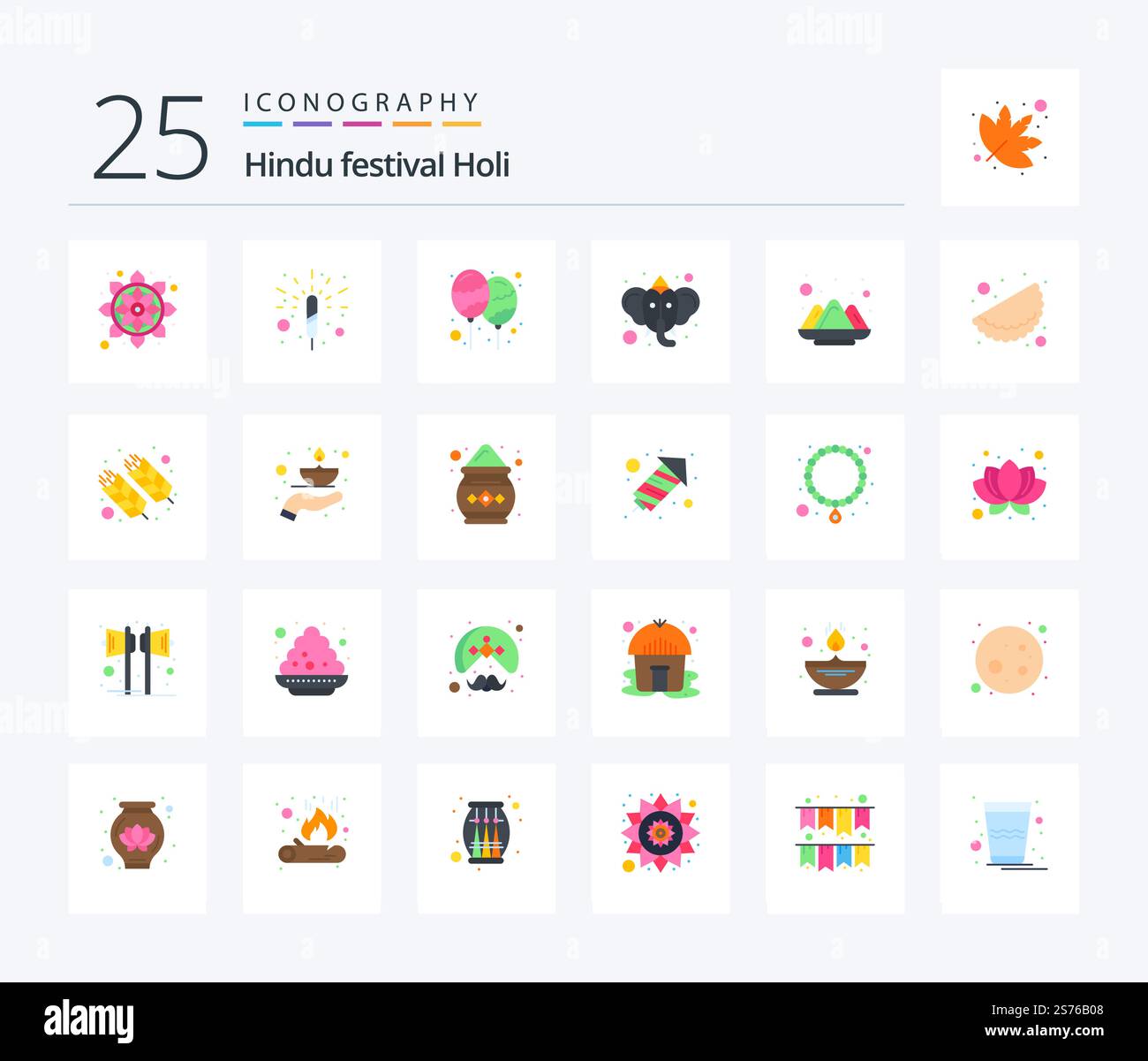 Holi 25 Flat Color icon pack including holi. hinduism. decoration ...